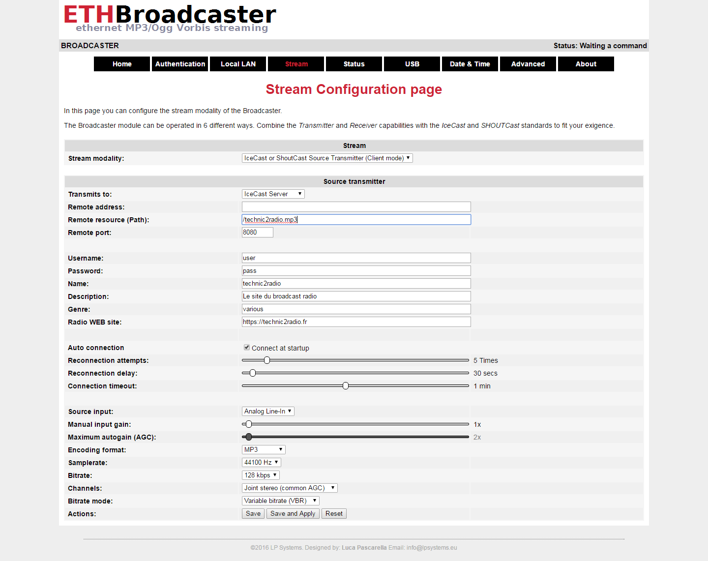 Icecast source client – Broadcaster – LP Systems – technic2radio.fr